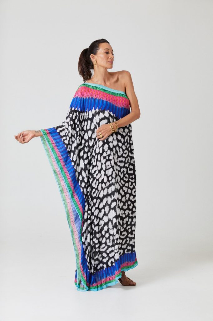 Mara, One Shoulder Maxi Kaftan Dress: Tribal Mix | Simone Irani