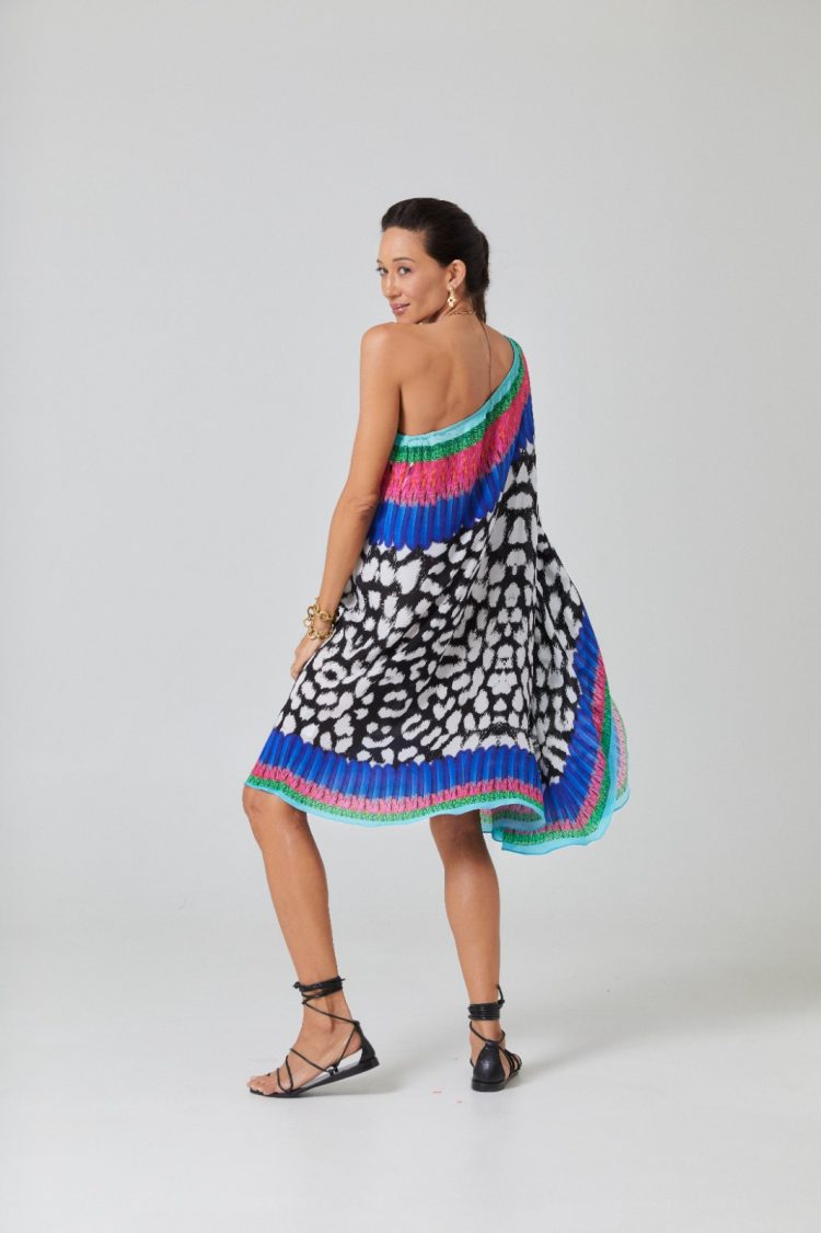 Mia, One Shoulder Midi Kaftan Dress: Tribal Mix | Simone Irani